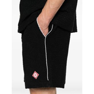 Casablanca Terry-Cloth Diamond Monogram Shorts - Black