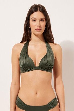 Calzedonia Triangel-bikinioberteil Mit Abgestufter Wattierung Shiny Satin Grun