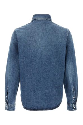Versace Mens Denim Shirt Mediumblue Exterior: Cotton Camicie