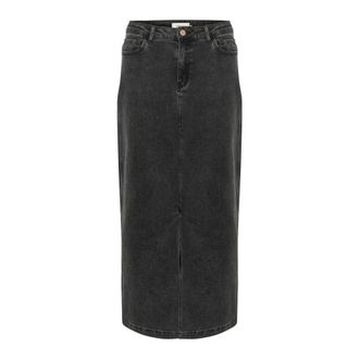 Cream Schwarzer Gewaschener Denimrock mit Schlitz - - Skirts - Damen - Schwarzk - XS