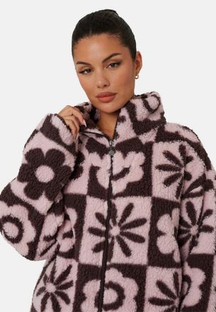 Brave Soul Strickpullover Damen-Fleecejacke mit Blumenmuster