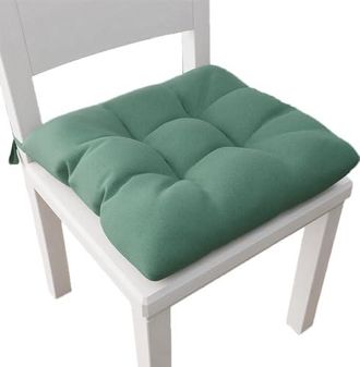 Petti Artigiani Italiani Kissen für Küchenstühle 4-Punkte-Set mit 6 Stück, Stuhlkissen aus Baumwolle mit Bändern 40 x 40 cm - 6er-Set einfarbig grün 100% Made in Italy