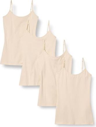 Amazon Essentials Lot de 4 camisoles, coupe ajustée pour femme, beige, taille XL