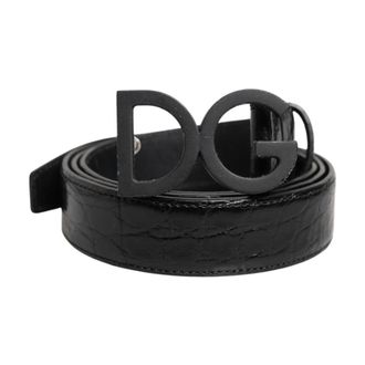 Dolce & Gabbana Homme, Accessoires, Noir, Taille: 110 CM Ceinture de luxe en cuir avec boucle en m&eacute;tal