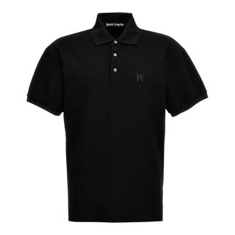 Palm Angels Monogram Polo Shirt - - Tops - Herren - Schwarzk - XL