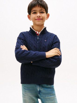Tommy Hilfiger Strickpullover COTTON CABLE HALF ZIP SWEATER Kinder bis 16 Jahre