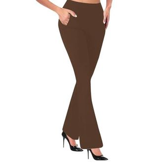 Generic Nuoke Pantalon Fluide Femme,Dress Pants Women Work Pants Women High Waist Stretchy Trousers Pull on Slacks Bottoms Pantalon Bleu (Brown, XXL)