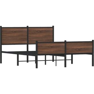 vidaXL Cadre de lit en m&eacute;tal sans matelas ch&ecirc;ne marron 140x190 cm Vidaxl