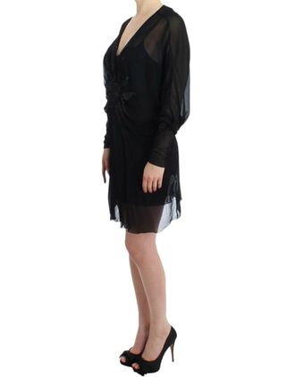 Roberto Cavalli Womens Black Long Sleeve Silk Dress