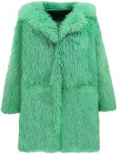 Queen Helena Manteau Long Poilu Hiver Veste avec Poils Doux Chaud Trois Quarts D&eacute;contract&eacute; &Eacute;l&eacute;gant Femme PLC07, vert, Taille unique