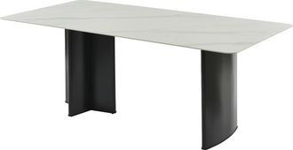 Vente-Unique Esstisch - 8 Personen - Keramik & MDF - Marmor-Optik Wei&szlig; & Schwarz - SINAN