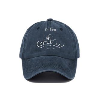 Generic Im Fine Ball Cap Its Fine Im Fine Everythings Fine Hat Funny Graphic Women Men Unisex Hat Medium, bleu marine, M