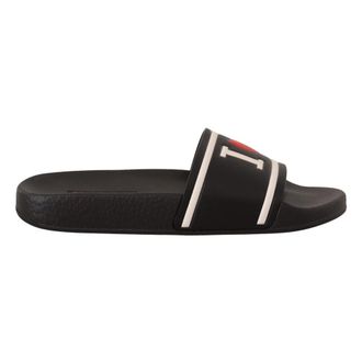 Dolce & Gabbana Damen Leder Sliders - Schwarz - - Shoes - Damen - Schwarzk - 35 EU