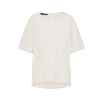 Seventy Femme, Tops, Blanc, Taille: 38 FR Tunique &agrave; Manches Courtes en Cr&ecirc;pe de M&eacute;lange de Soie