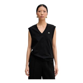 Karl Lagerfeld Top col en V - Femme - Tops - Noir - Taille: 36 FR