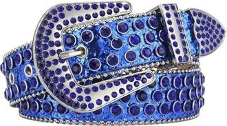 Generic Ceinture en cuir synthétique avec strass pour femme, style cowboy occidental, accessoire de robe jeans, 12, 115 cm