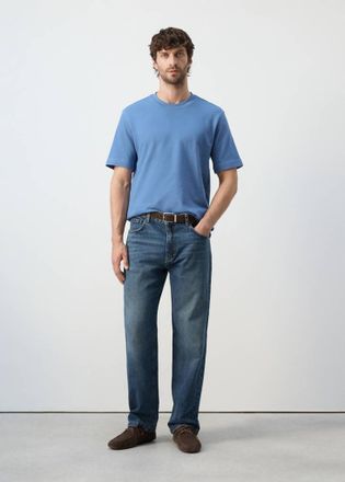 Mango T-shirt 100 % coton regular-fit bleu porcelaine - Homme - XXL - MANGO MAN