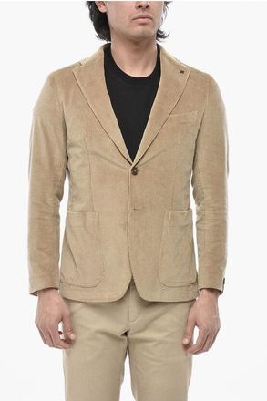 Tagliatore Ribbed Velour Jacket with Classic Lapel size 46