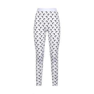 Marine Serre Femme, Pantalons, Blanc, Taille: 38 FR Moon Jersey Stirrup Leggings