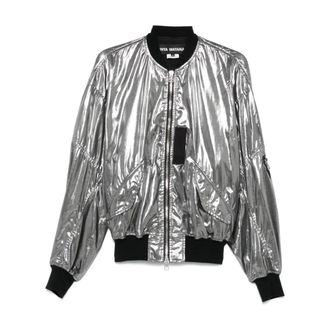 Junya Watanabe Silberne M&auml;ntel mit Rei&szlig;verschluss und Taschen - - Jackets - Damen - Grau - M