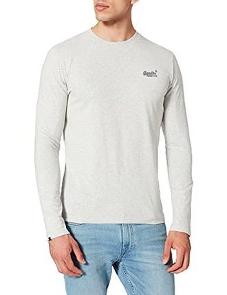 Superdry Chemise Vintage avec Logo brodé L/S pour Homme, Glacier Grey Marl, XL