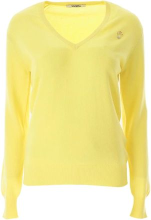 Vivetta Vivetta, Femme, Pulls, Jaune, Taille: 40 FR Pull Cachemire Col en V