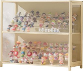 Generic Bambus-Vitrine, Kuriositätenkabinett mit Dreiseitigem Acryl, Seitlich Öffnende Tür, for Figuren, Spielzeug, Bücher(80cm/31.5in)