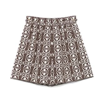Max Mara Logo-Print Shorts mit elastischem Bund - - Shorts - Damen - Braun - 3XS