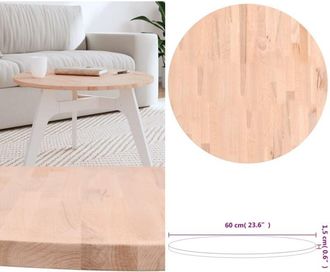 vidaXL Tischplatte Ø60x1,5 cm Rund Massivholz Buche - Vidaxl