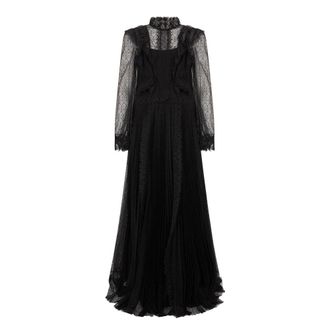 Alberta Ferretti Langes Maxikleid mit transparenten &Auml;rmeln - - Dresses - Damen - Schwarzk - S