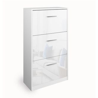Vicco Meuble &agrave; chaussure Gizmo, Blanc Haute brillance, 59x105cm, Vicco