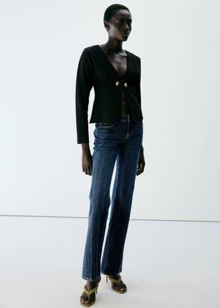 Mango Veste en maille boutons bijoux noir - Femme - XXS - MANGO