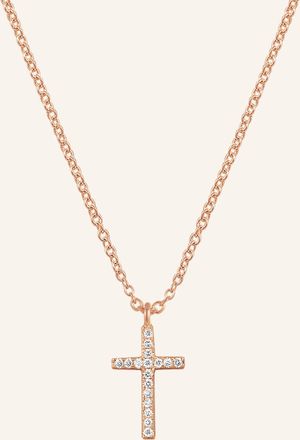 Leaf Halskette Kreuz Aus 18 Karat Roségold Mit Diamanten rosegold