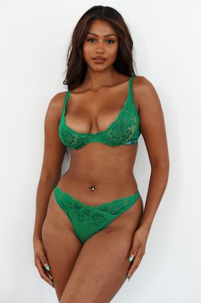 Lounge Underwear Luxe Balcony BH und String/Slip Set - Smaragdgr&uuml;n
