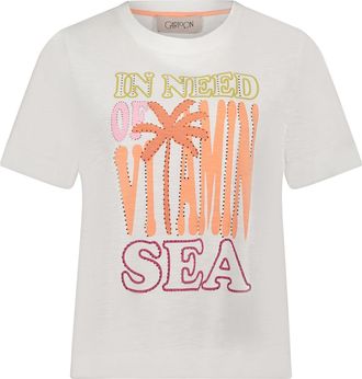 Cartoon Damen Printshirt mit Rundhalsausschnitt 42, Patch Cream/Pink