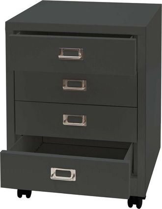 Mendler Mendler - Caisson roulant HWC-L49 - armoire à tiroirs en acier armoire à dossiers - métal 55x40x41cm 4 tiroirs - gris foncé