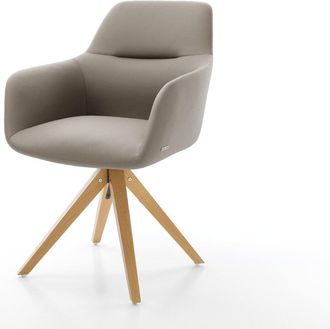 DELIFE Esszimmerstuhl Pejo-Flex Echt-Leder Schlamm Holzgestell kantig Natur Taschenfederkern, Esszimmerst&uuml;hle