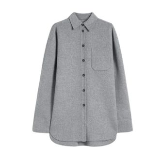 Sportmax Femme, Blouses et Chemises, Gris, Taille: 34 FR Chemise Oversize en Laine