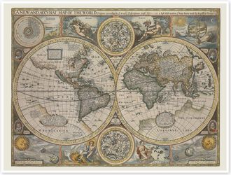 Posterlounge Antike Karte der Welt, 1626 Poster 120 x 90 cm Beige Wandbilder Wanddeko