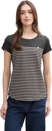 Tom Tailor Damen 1012686 Streifen T-Shirt Mit Herz-Stickerei Auf Der Brust, 19022 - Dark Grey Rose Stripe, XXL EU