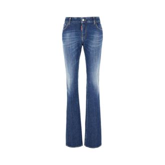 Dsquared2 Femme, Jeans, Bleu, Taille: 40 FR Jean Évasé à Patch Logo