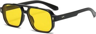 Generic Lunettes de soleil vintage pour homme - Verres transparents - Lunettes de soleil UV400, Noir/jaune, Taille unique