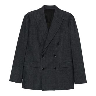 Dondup Blazer crois&eacute; regular en coton toucher chaud - Homme - Vestes - Gris - Taille: L