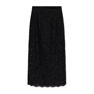 Dolce & Gabbana Femme, Jupes, Noir, Taille: 42 FR Floral Lace Midi Skirt