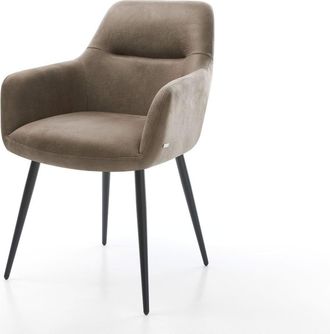 DELIFE Esszimmerstuhl Pejo-Flex Mikrofaser Taupe Vintage 4-Fuß konisch Schwarz Taschenfederkern, Esszimmerstühle