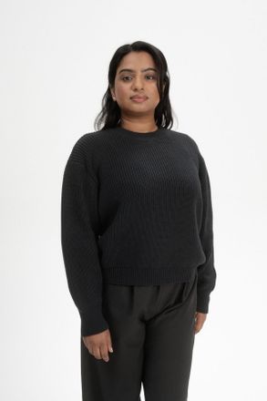Mela Damen vegan Rippstrickpullover Adah Schwarz