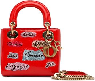 Dior Hobo Bags - Mini Calfskin Sequin Embellished Lady Dior - Gr. unisize - in Rot - f&uuml;r Damen