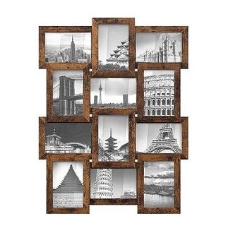 Songmics Cadre Photo Multiple, Pêle-mêle Mural 12 Imagess, Photo Format 10 x 15 cm, Décoration Murale, Exposition Suspendue ou sur Table, Montage Nécessaire, M