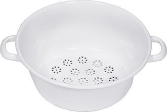Riess 0328-033, Gemüsesieb, CLASSIC-WEISS, Durchmesser 26 cm, Höhe 11.5 cm, Emaille, weiß, Mehrzwecksieb, mit 2 Griffen