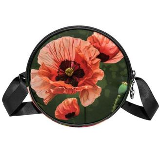 Generic Sac &agrave; bandouli&egrave;re rond pour femme, petit sac &agrave; bandouli&egrave;re rouge avec fermeture &eacute;clair, bretelles r&eacute;glables, sac &agrave; main rond d&eacute;contract&eacute; pour femmes e